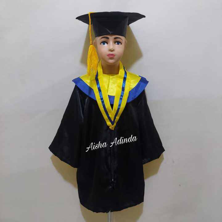BAJU WISUDA ANAK TK PAUD KUNING LIST BIRU MATA ITIK | Lazada Indonesia