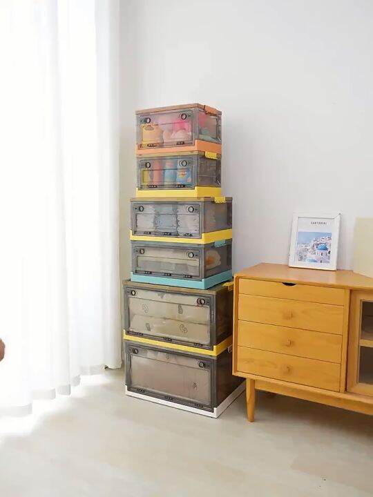 Storage Boxes Plastic Transparent Folding Storage Boxe Large-capacity ...