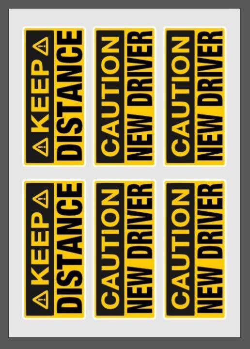 CAUTION NEW DRIVER & KEEP DISTANCE CAR DECAL STICKER A4 SIZE | Lazada PH