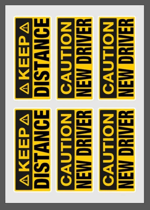 CAUTION NEW DRIVER & KEEP DISTANCE CAR DECAL STICKER A4 SIZE | Lazada PH