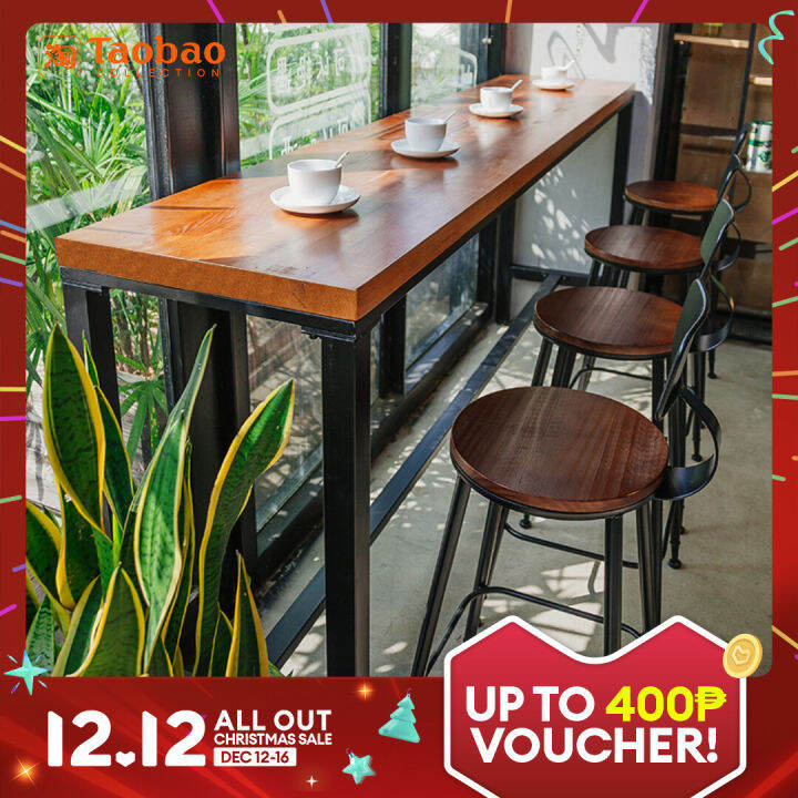 Milk Tea Shop Coffee Shop Solid Wood Bar Table Balcony Window Table and ...