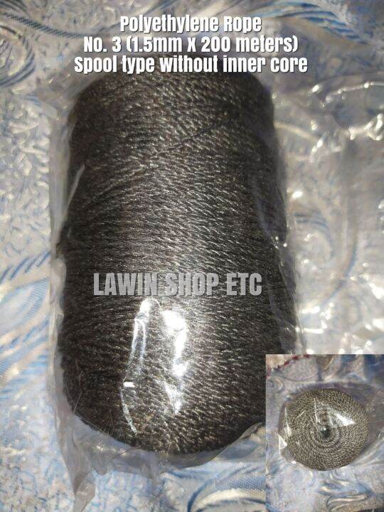 PE NYLON Rope No. 3 (1.5mm x 200 meters) Black / ORANGE Polyethylene ...