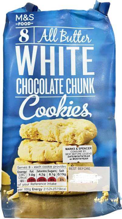 Marks and Spencer 8 All Butter White Chocolate Chunk Cookies | Lazada PH