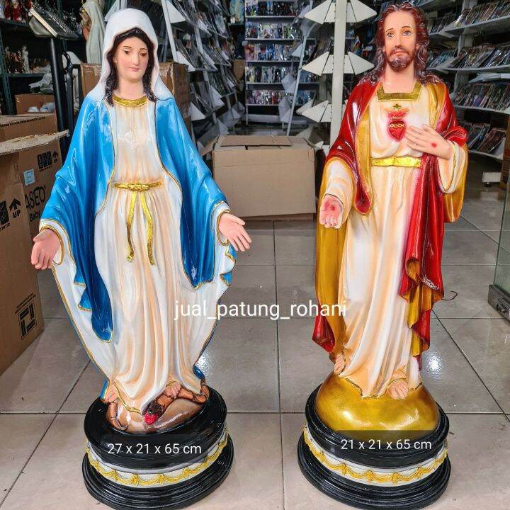 Patung Maria Tangan Terbuka atau Yesus Hati Kudus Alas Bulat | Lazada ...