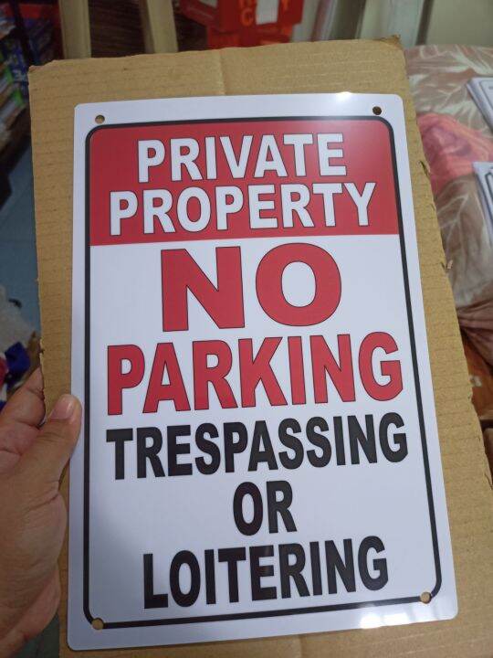 No Parking Trespassing or Loitering Signage A4 Size PVC (Hard Plastic ...