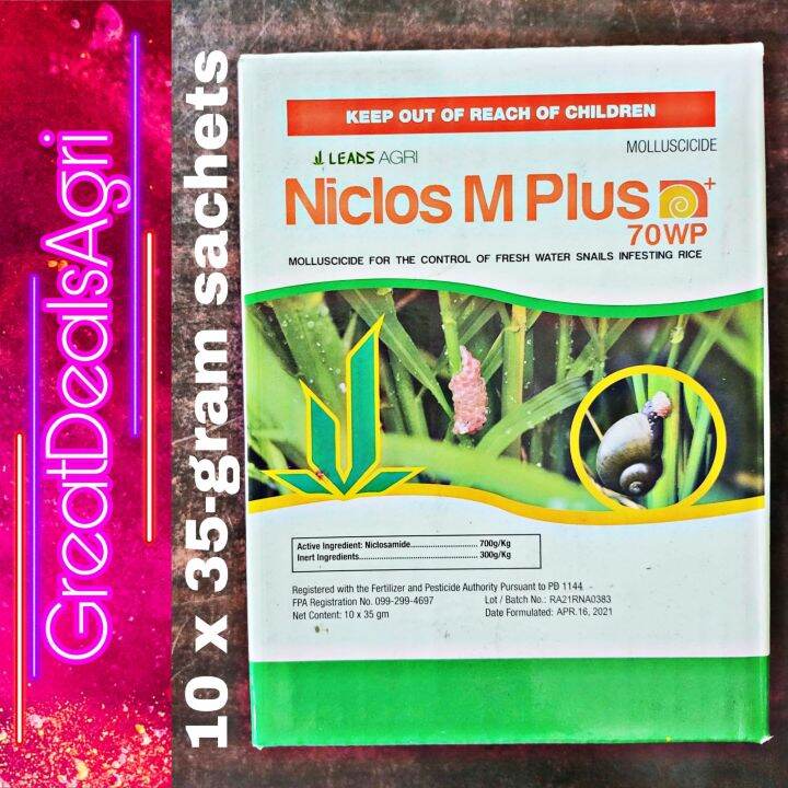 NICLOS M PLUS 70WP MOLLUSCICIDE (10 x 35 GRAMS) BY LEADS AGRI | Lazada PH