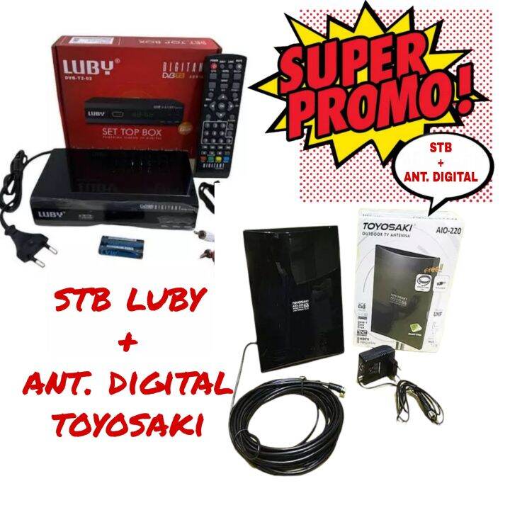 PAKET HEMAT LENGKAP SET TOP BOX STB DAN ANTENA DIGITAL UNTUK MENANGKAP ...