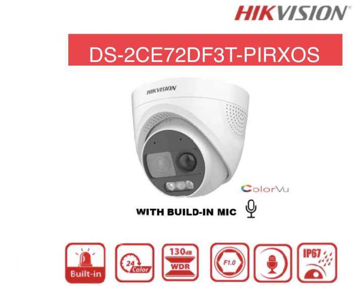 HIKVISION DS-2CE72DF3T-PIRXOS 2MP ColorVu PIR Siren Audio Fixed Turret Camera. | Lazada