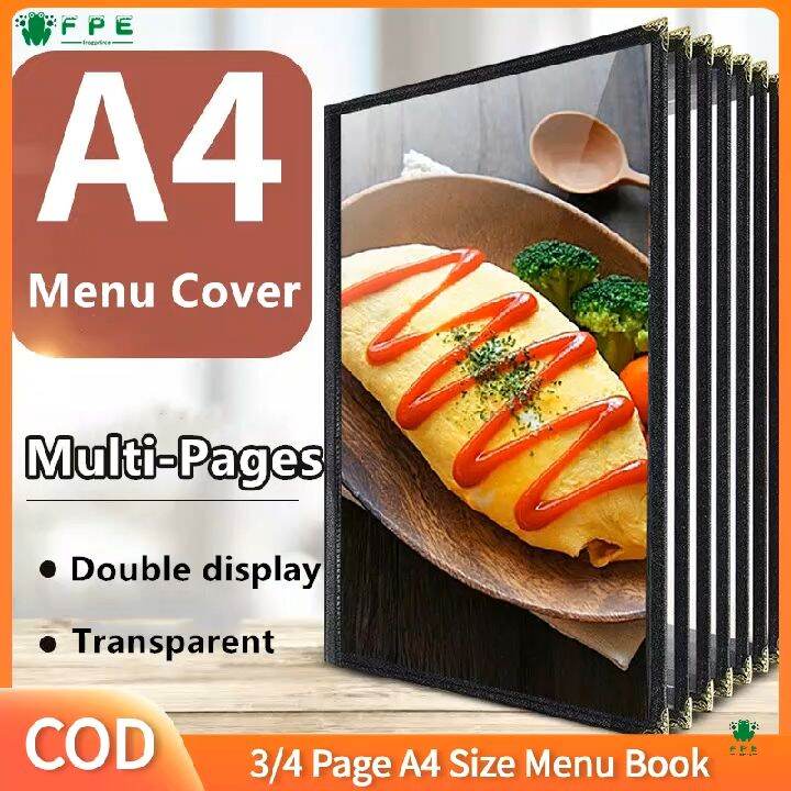 【COD】 3/4 Page A4 Size Menu Book With Cover Transparent Stand / Menu ...