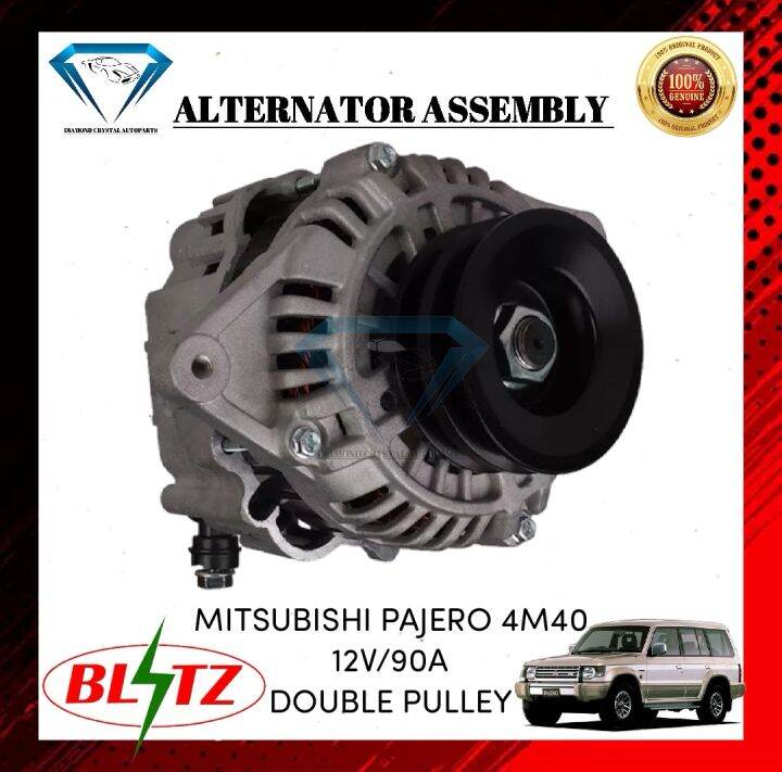 ALTERNATOR ASSEMBLY MITSUBISHI 4M40 PAJERO 12V/90A DOUBLE PULLEY "BLITZ ...