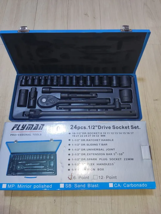 Flyman Socket Set 1/2 Drive 24 pcs heavy duty easy to use | Lazada PH