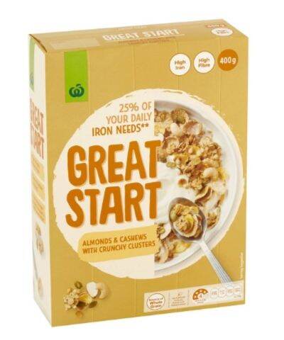 Woolworths Great Start Iron Almonds & Cashews Cereal 400g | Lazada