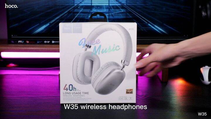 [ใหม่] HOCO W35หูฟังไร้สายเบสไมโครโฟนในตัวหูฟังบลูทูธชุดหูฟังบลูทูธ5.3หูฟังชุดหูฟังสำหรับเล่นเกม ...