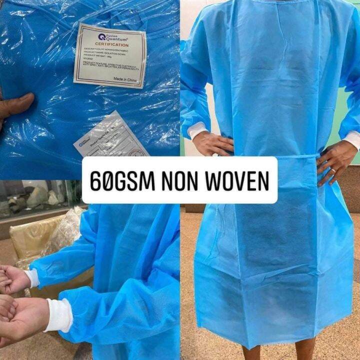 60gsm Non-woven / Laminated Disposable Isolation Gown Knitted cuff ...