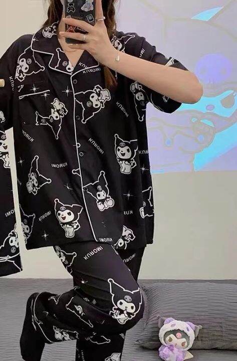 Cinnamon melody Kuromi Hellokitty Korean Sleepwear Pajama Set PolyCotton | Lazada PH