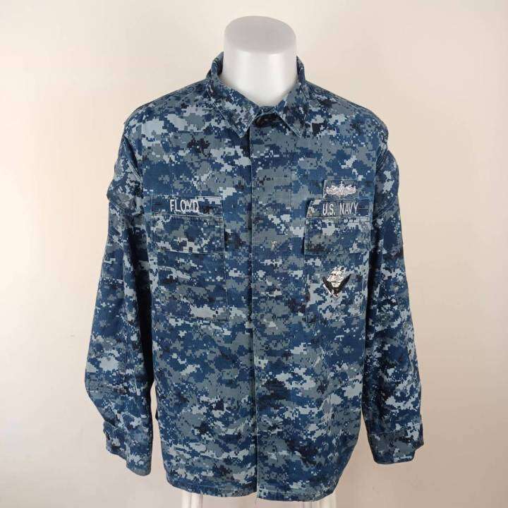 Y614 🇱🇷 เสื้อกองทัพเรือสหรัฐ ลายดิจิตอลสีน้ำเงิน (ของแท้) อก52 (กรุณา ...