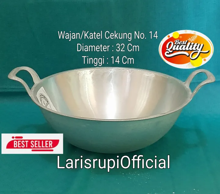 WAJAN CEKUNG ALUMUNIUM NO. 14 / KUALI KATEL PENGGORENGAN CEKUNG NO. 14 ...