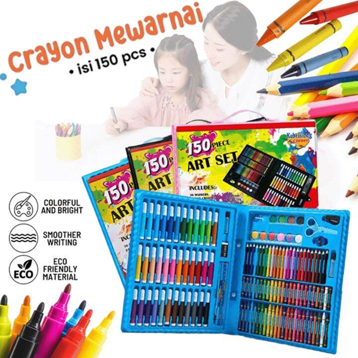 Alat Mewarnai 1 Set Lengkap Crayon Pensil Warna Spidol warna lengkap ...