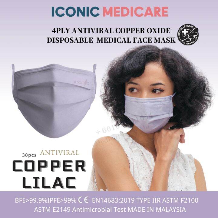 Iconic medicare 4ply disposable medical face Mask 30pcs purple | Lazada