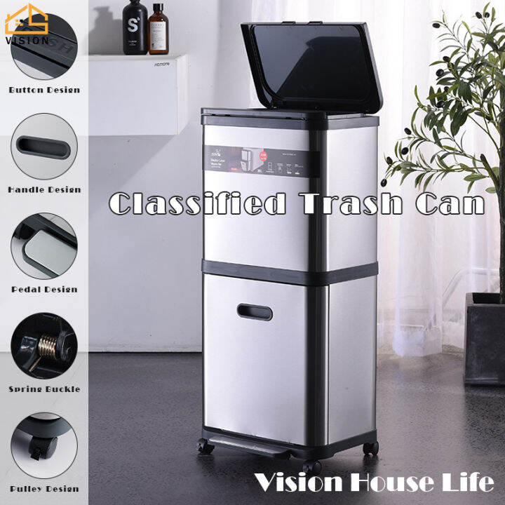 Vision Stainless Steel Classified Garbage Bin Kitchen Double-layer ...