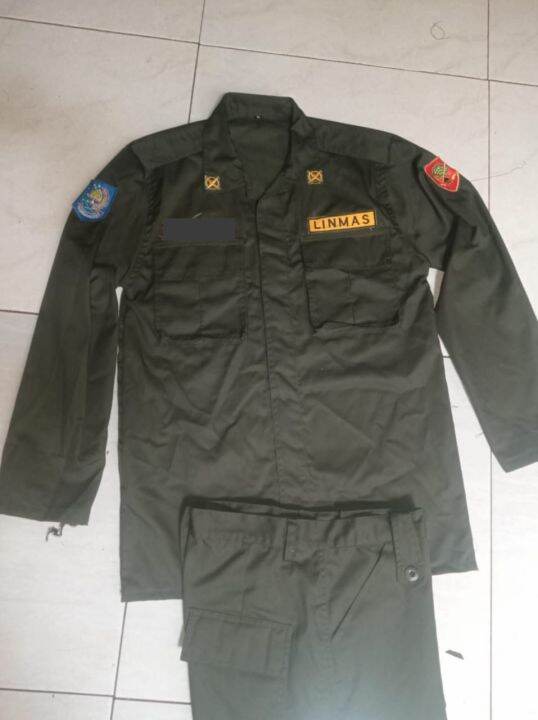 seragam linmas terbaru/seragam pdl linmas hijau tni | Lazada Indonesia