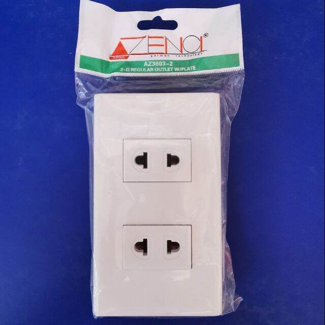 Azena 2 Gang Double Outlet With Plate Universal Receptacle Saksakan ...