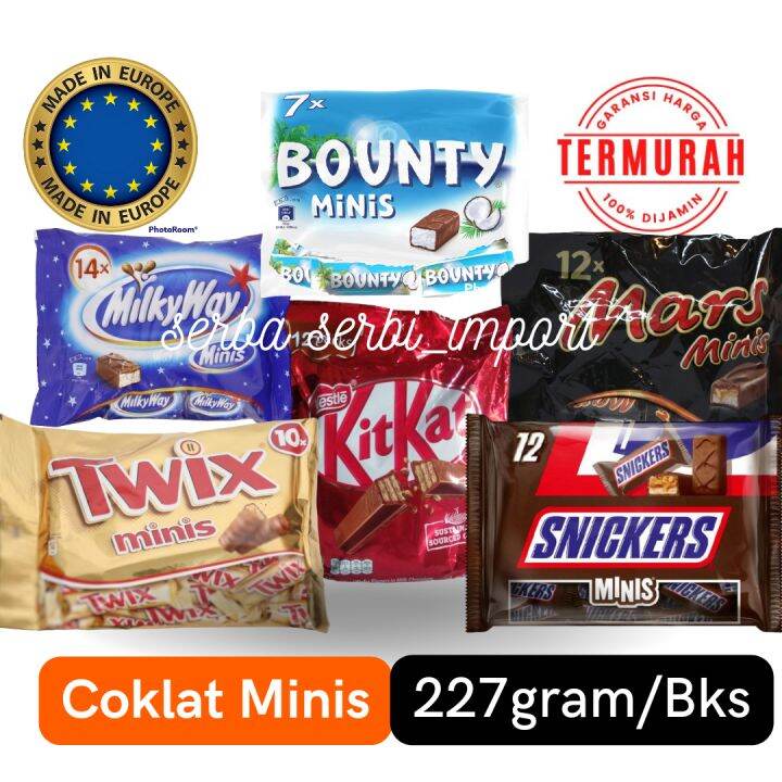 Coklat Bounty Twix Mars Snickers Milkyway Kitkat Mini Import 227 Gram ...