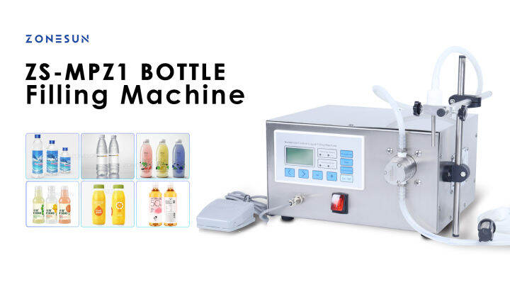 ZONESUN Semi Automatic Bottle Filling Machine Liquid Water Juice Drinks ...