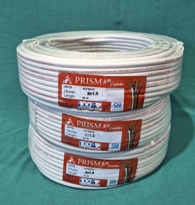 Kabel HYO 2x1.5x50 Meter Warna Putih isi Kawat Serabut Tembaga Murni ...