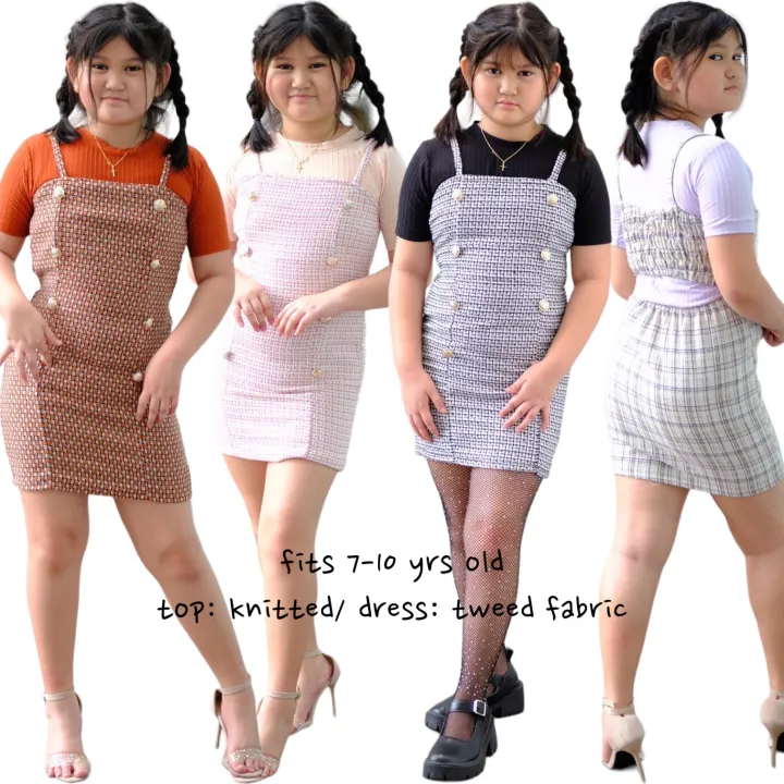 MA Clothing KNITTED TOP AND TWEED DRESS FOR GIRLS | Lazada PH