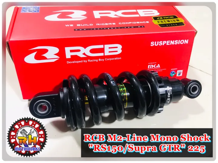 Honda RS150/ Supra GTR RCB M2-Line Monoshock (225mm) PREMIUM BLACK/GOLD ...