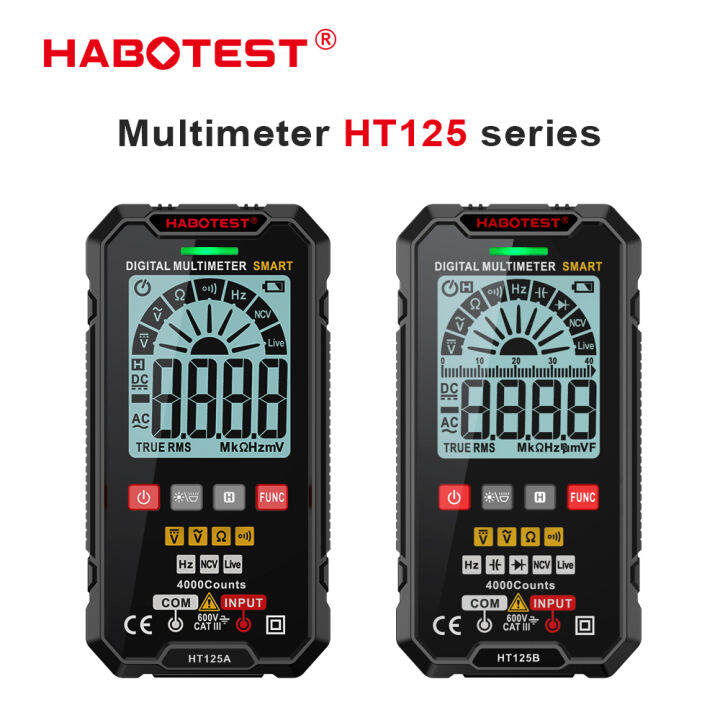 HABOTEST HT125 Smart Digital Multimeter 600V AC/DC Voltmeter 4000 ...
