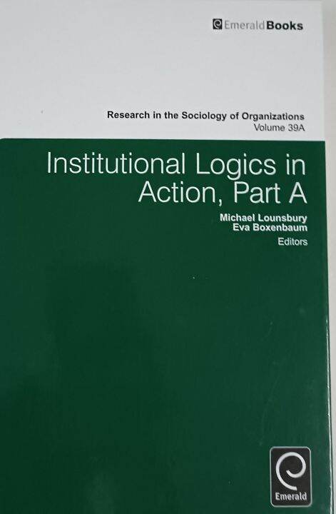 หนังสือ Textbook สังคม Institutional Logic in Action, Part A | Lazada.co.th