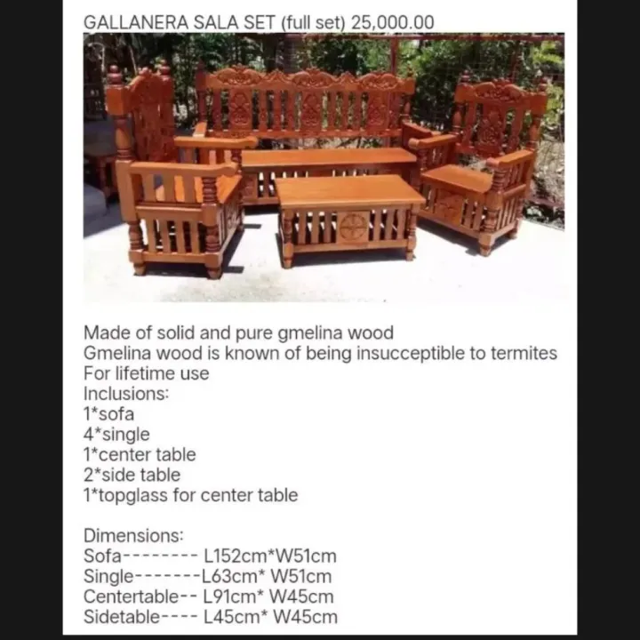 sala set,full set made in gmelina wood | Lazada PH