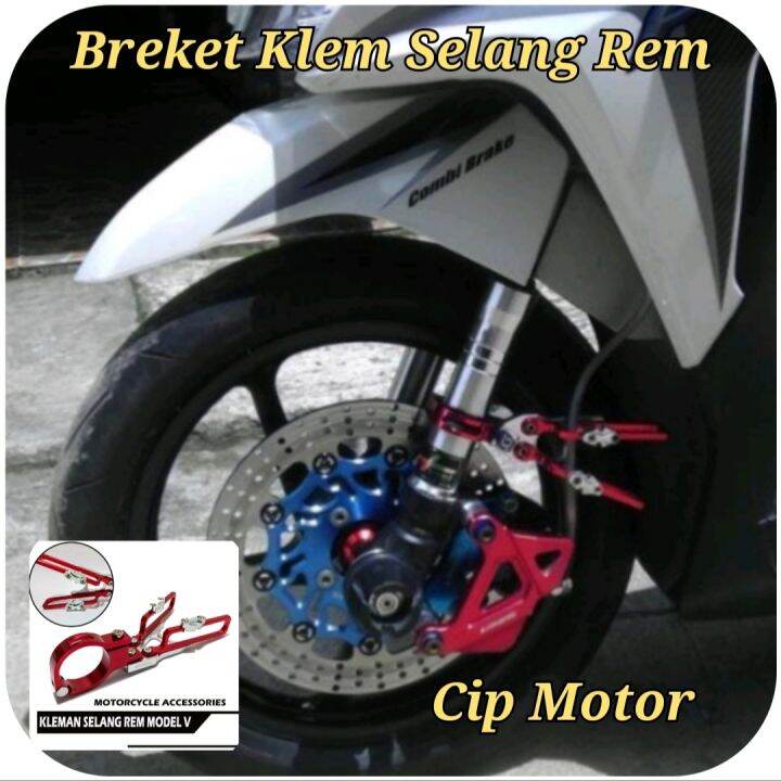 Breket Klem kleman V selang rem motor Vario supra genio Revo Beat ...