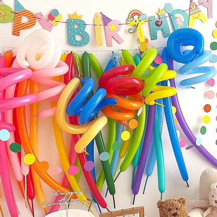 Happy Time 10pcs/20pcs Multicolour Balloons Set Party Needs Long Glossy ...