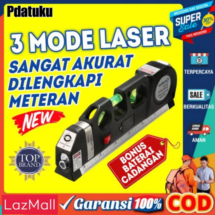 Pdatuku Penggaris Laser Waterpass Meteran Laser Taffware Level Pro 3 ...