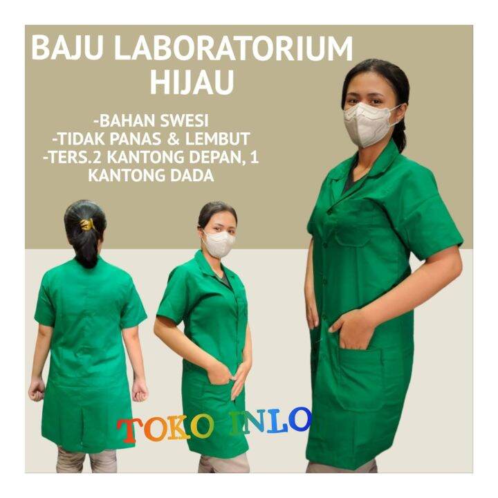 Baju Laboratorium Warna HIJAU/Jas Laboratorium Warna HIJAU/Jas Lab/Baju ...