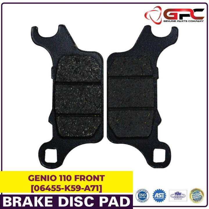 GPC Genio 110 Front Brake Disc Pad Set [06455-K59-A71] | Lazada PH