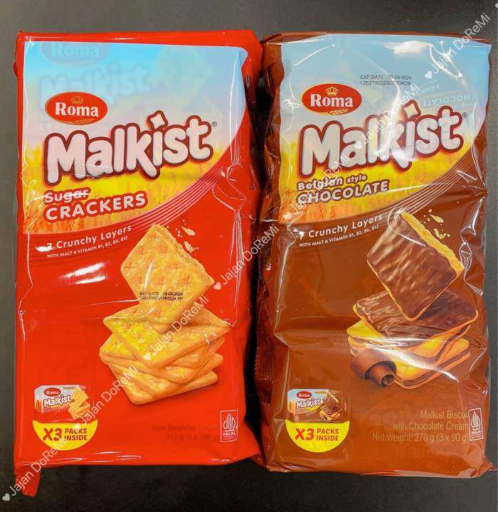 ROMA MALKIST CHOCOLATE/SUGAR CRACKERS 3X90G/105G | Lazada