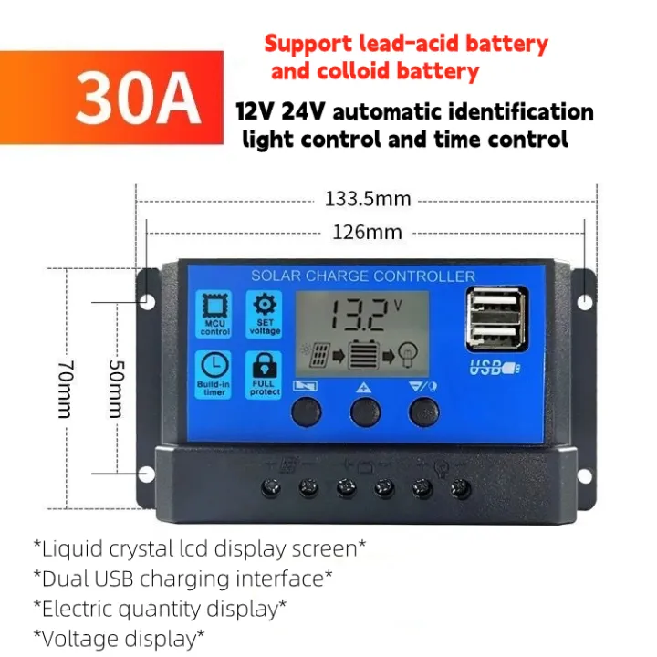 Solar Charge Controller Lcd Display USB PWM 12V 24V 30A | Lazada PH