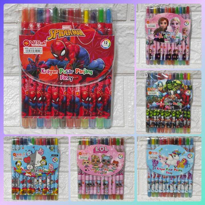 Krayon Putar 12 warna Panjang Crayons / Oil Pastel 12 colours - Crayon ...