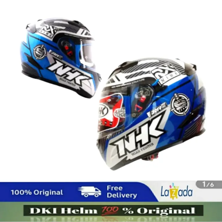Helm NHK RX9 Racer Biru Dobel visor Dua kaca Original NHK Technical ...