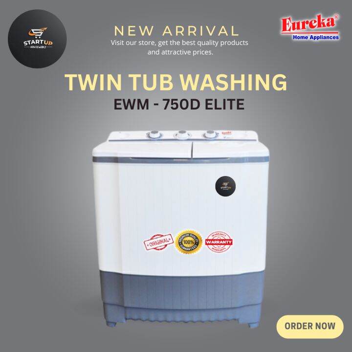 START UP EUREKA TWIN TUB WASHING MACHINE WITH SPIN DRYER EWM750D ELITE ...