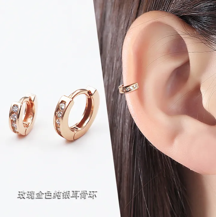 Rose Gold Small Sterling Silver Earrings Mini Side Ear Bone Ear Ring ...