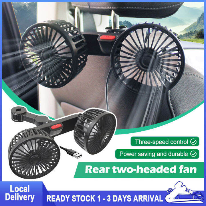 360° Rotatable High Speed Double Head Car Back Seat Fan USB Portable ...