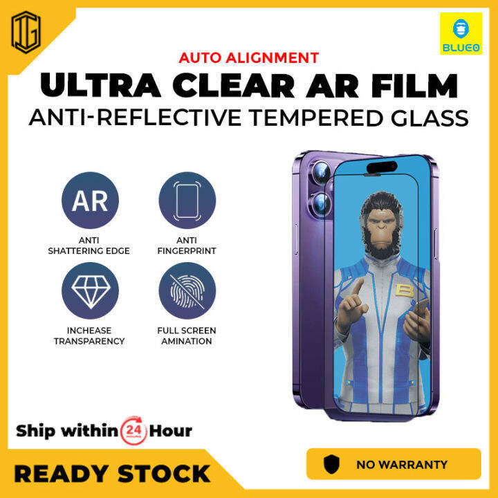 BLUEO Ultra Clear AR Film Anti-Reflective Tempered Glass Auto Alignment ...
