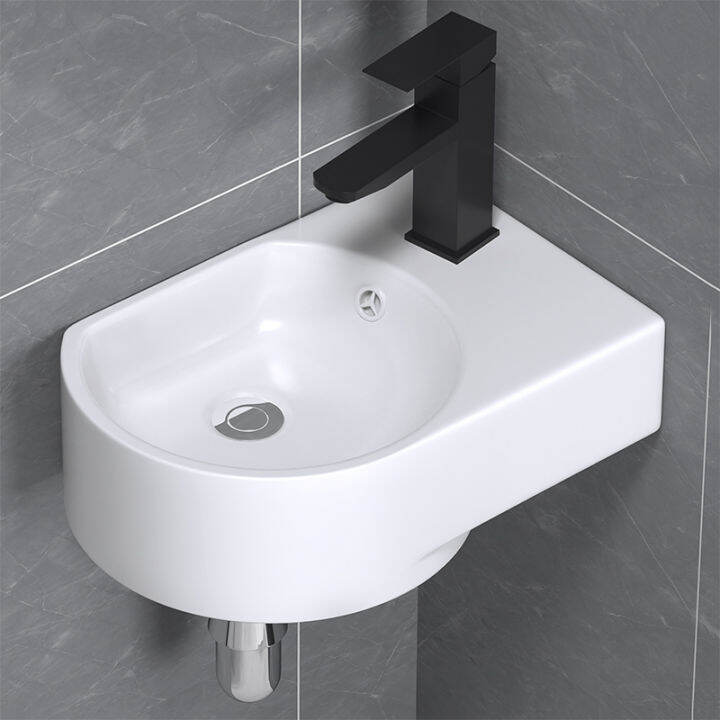 Small Apartment Wall-Mounted Ceramic Basin Bathroom Balcony Corner Mini ...