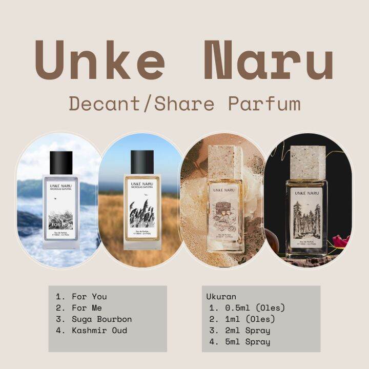 decant parfum Unke Naru - for me, for you, suga bourbon, kashmir oud | Lazada Indonesia