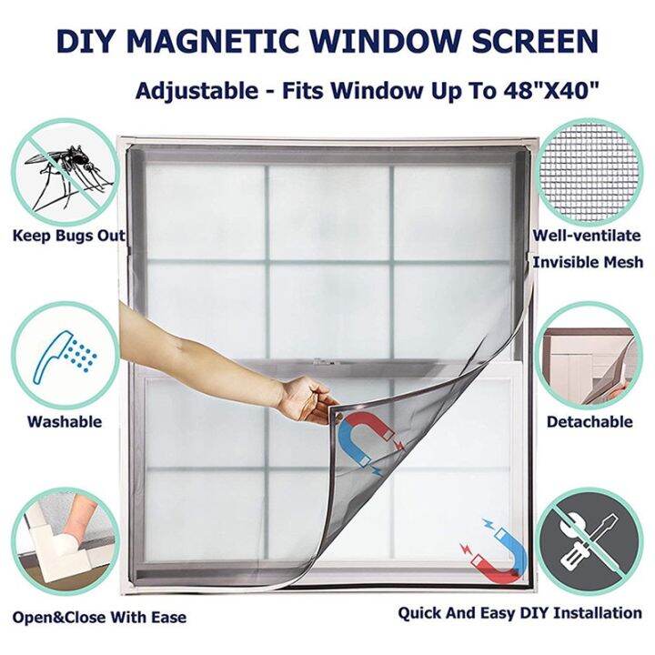 DIY Self-adhesive Magnetic Screen Window Non Velcro Removable Invisible ...